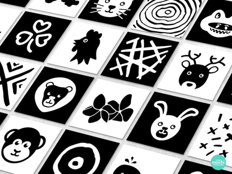 Printable Sensory Cards for Baby Visual Stimulation Cards High Contrast ...