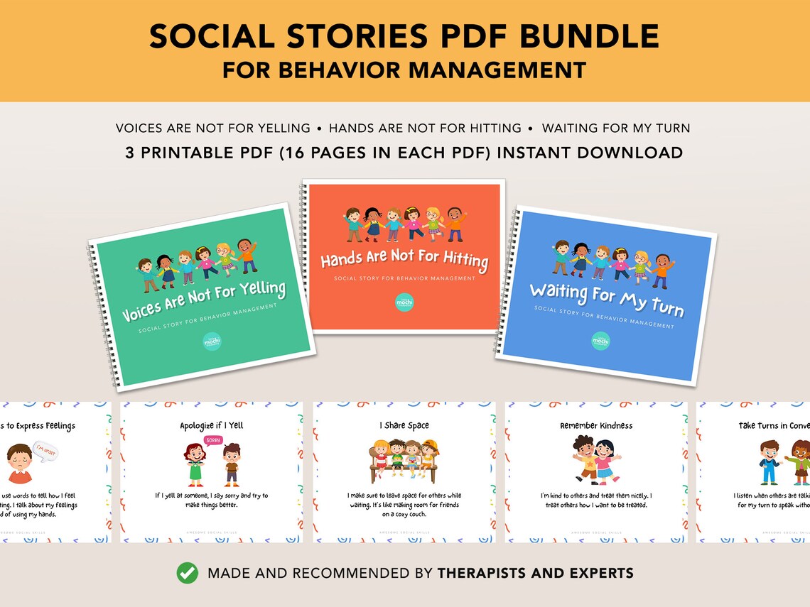 Social Stories Bundle Printable PDF for Kids Autism Behavior Management ...