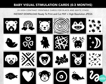 Printable Sensory Cards for Baby Visual Stimulation Cards High Contrast ...