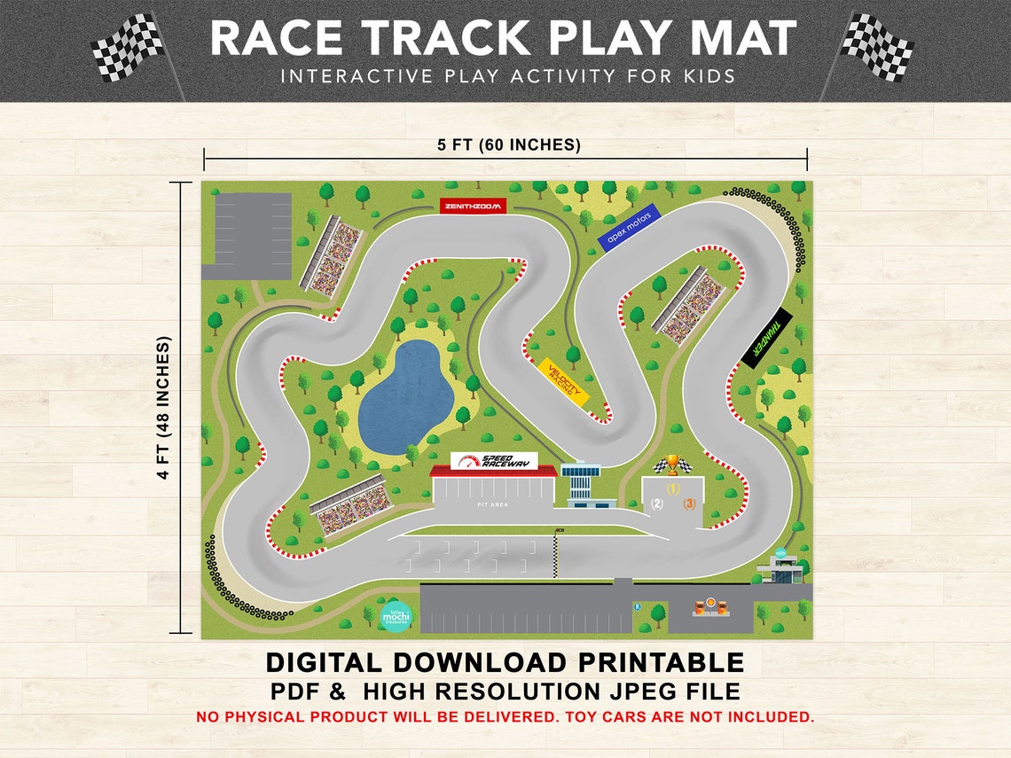 Race Track Play Mat for Kids Play Mat Pretend Play Activity for Parents ...