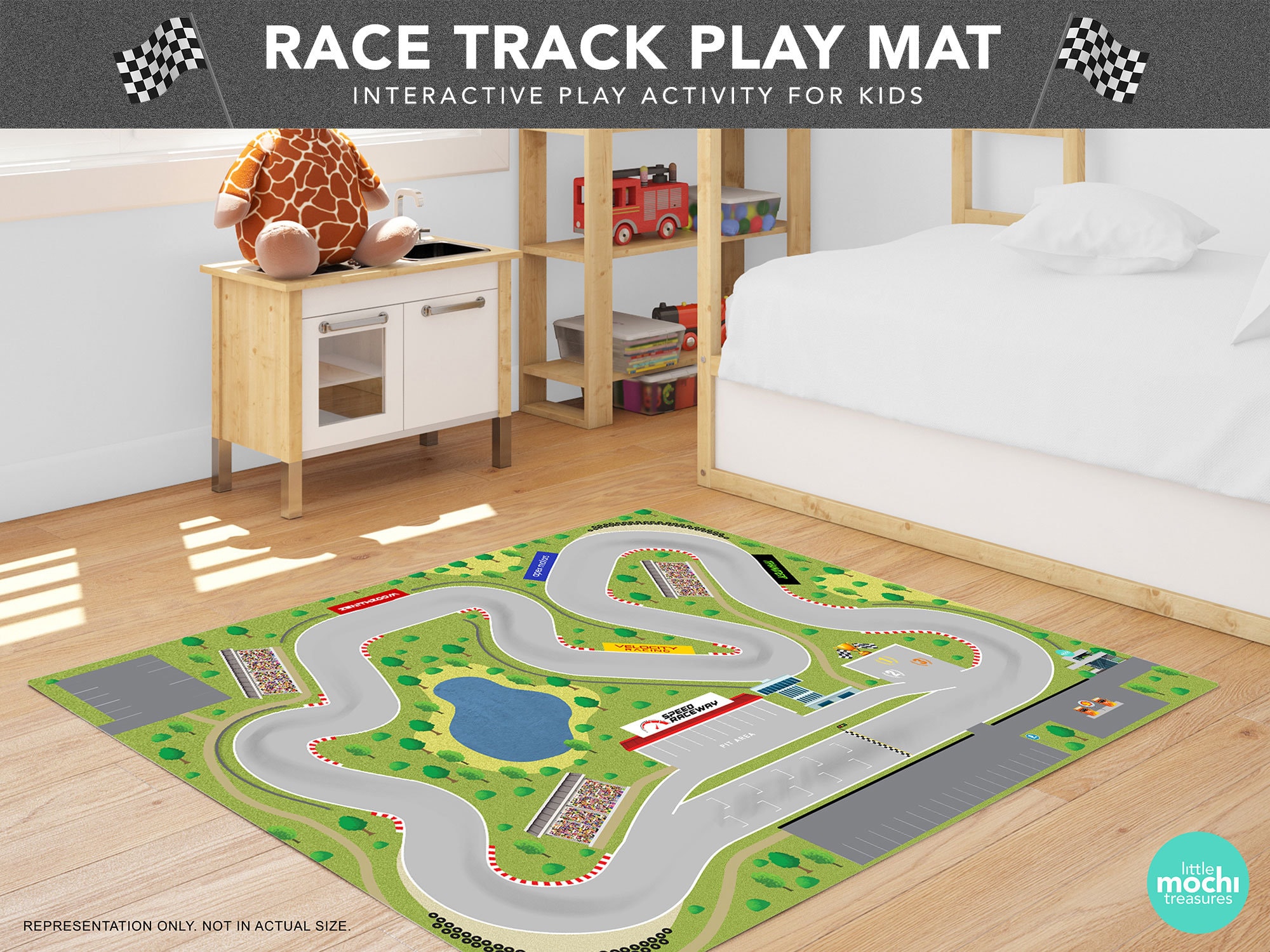 Race Track Play Mat for Kids Play Mat Pretend Play Activity for Parents ...