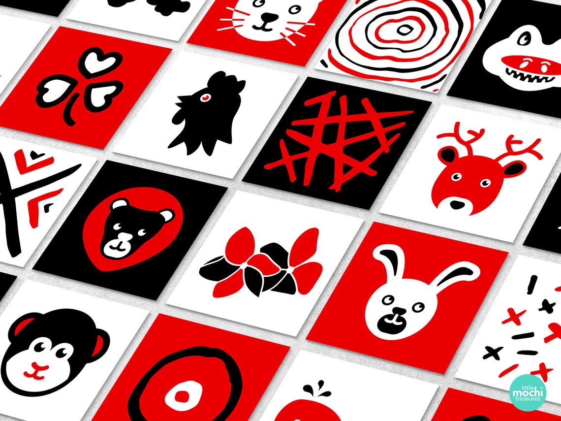 Printable Sensory Cards for Baby Visual Stimulation Cards High Contrast ...