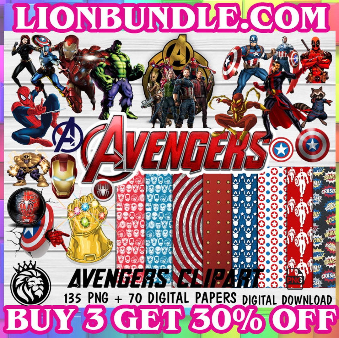 Avengers Clipart PNG, Avengers Bundle png, Marvel Clipart png ...