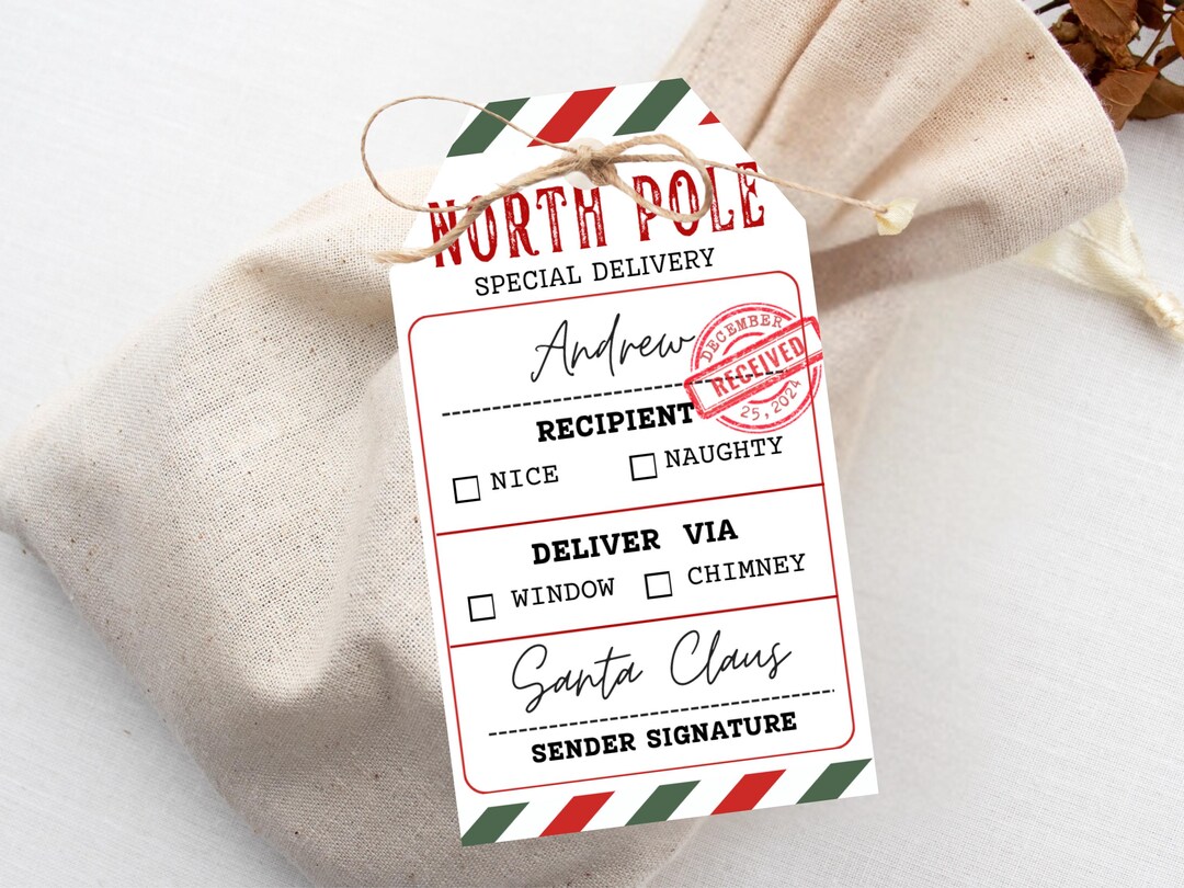 Personalized Christmas Gift Tags, Printable North Pole Special Delivery ...