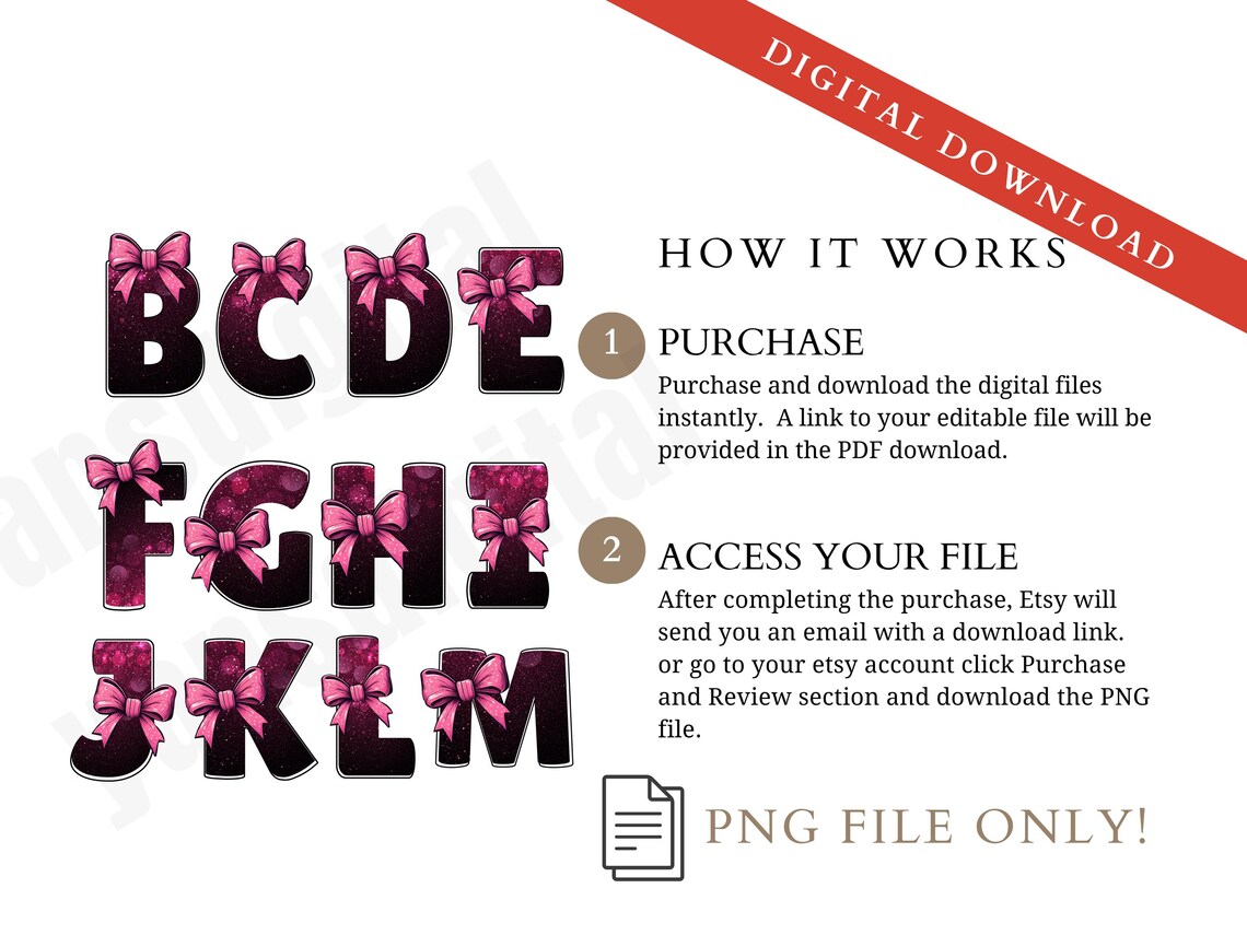 Coquette Valentine Alphabet Clipart Valentine Pink Bow Alphabet PNG ...