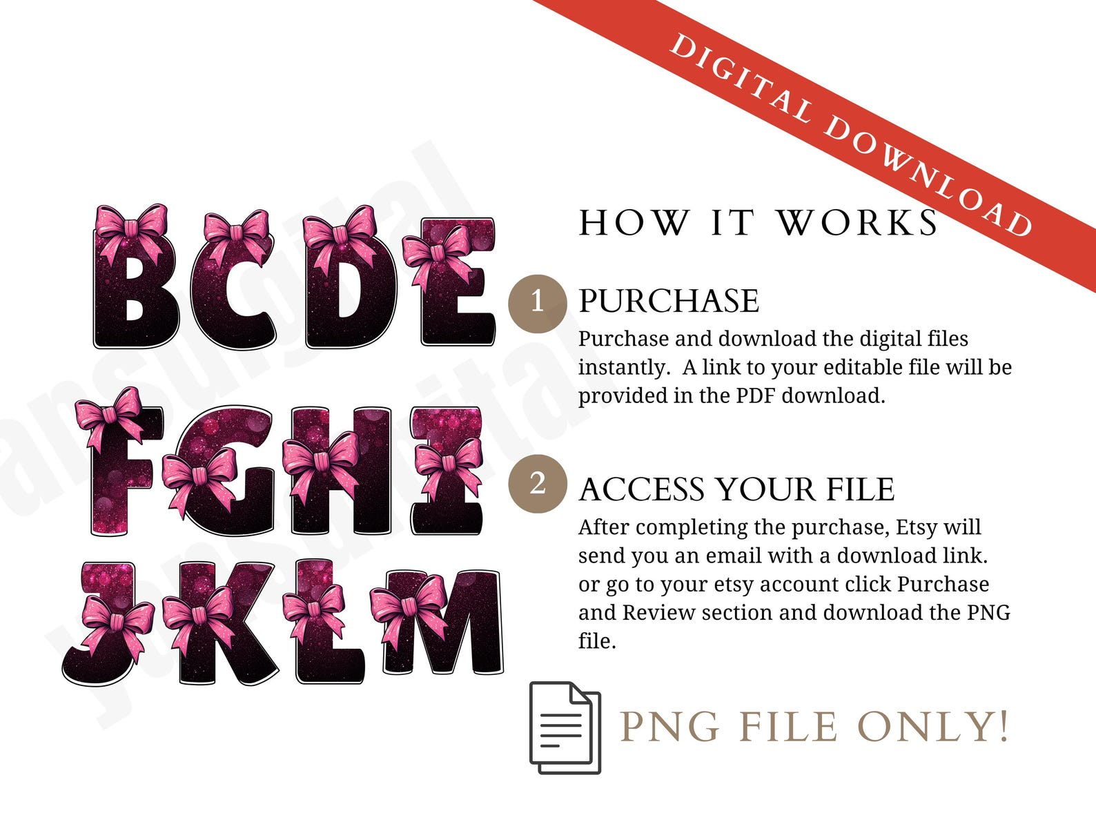 Coquette Valentine Alphabet Clipart Valentine Pink Bow Alphabet PNG ...