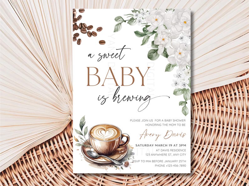 Coffee Baby Shower Invitation Baby is Brewing Baby Shower Invite Coffee ...