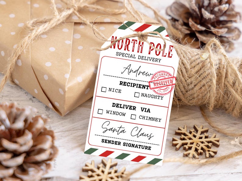 Personalized Christmas Gift Tags, Printable North Pole Special Delivery ...