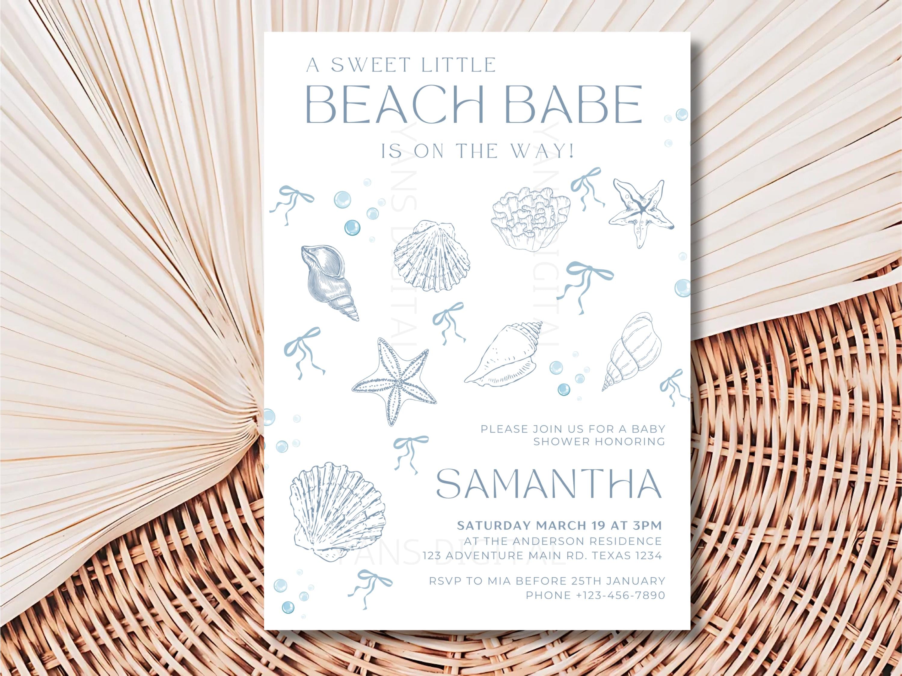 Editable Beach Baby Shower Invite Boy Baby Shower Summer Beach Theme ...