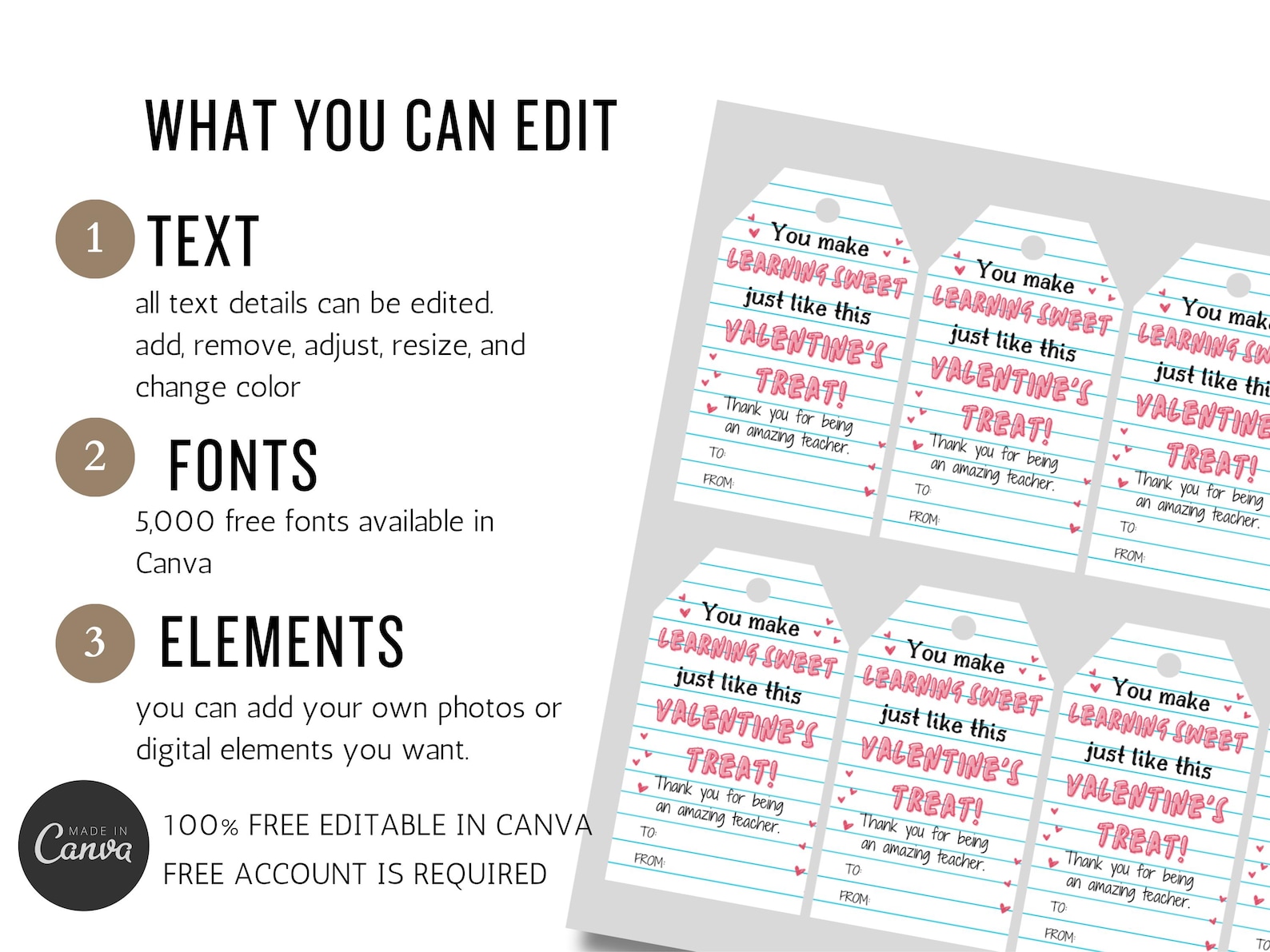 EDITABLE Valentine Gift Tags Printable Kids Valentine Tags Classroom ...