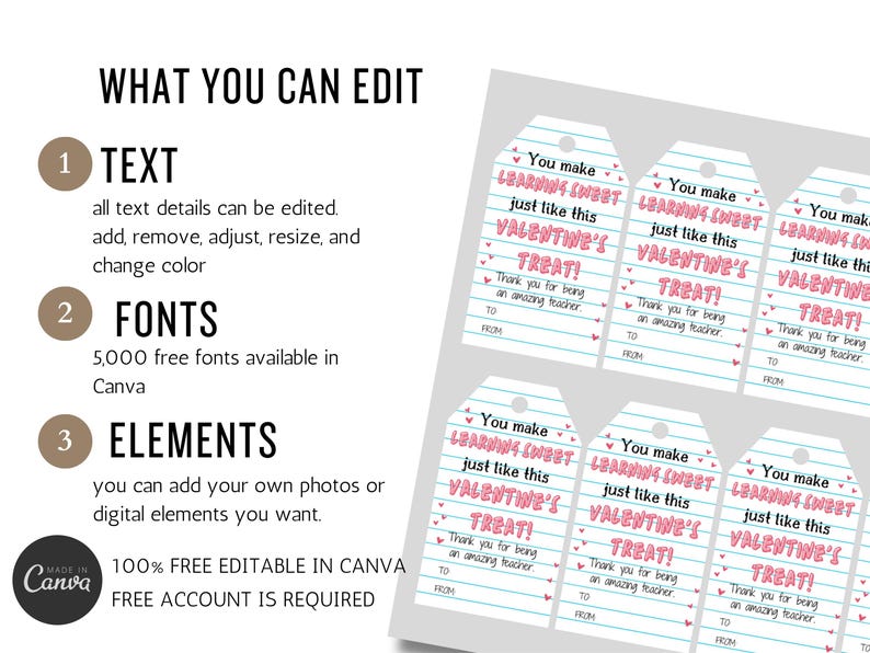 EDITABLE Valentine Gift Tags Printable Kids Valentine Tags Classroom ...