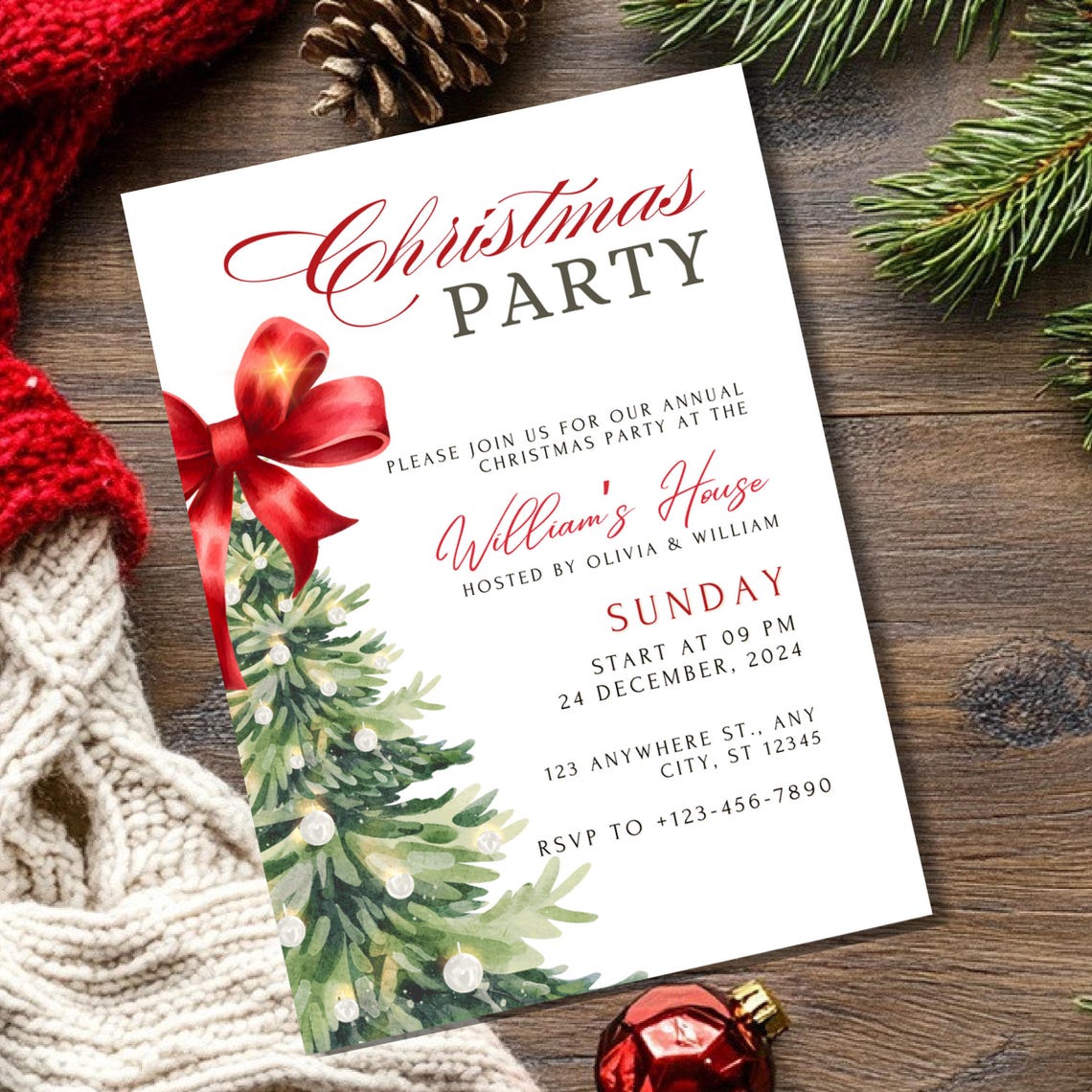 EDITABLE Christmas Party Invitation Holiday Party Invitation Template ...