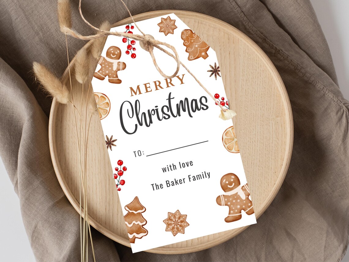 Merry Christmas Gift Tag, Editable Christmas Gift Tag, Holiday Party ...