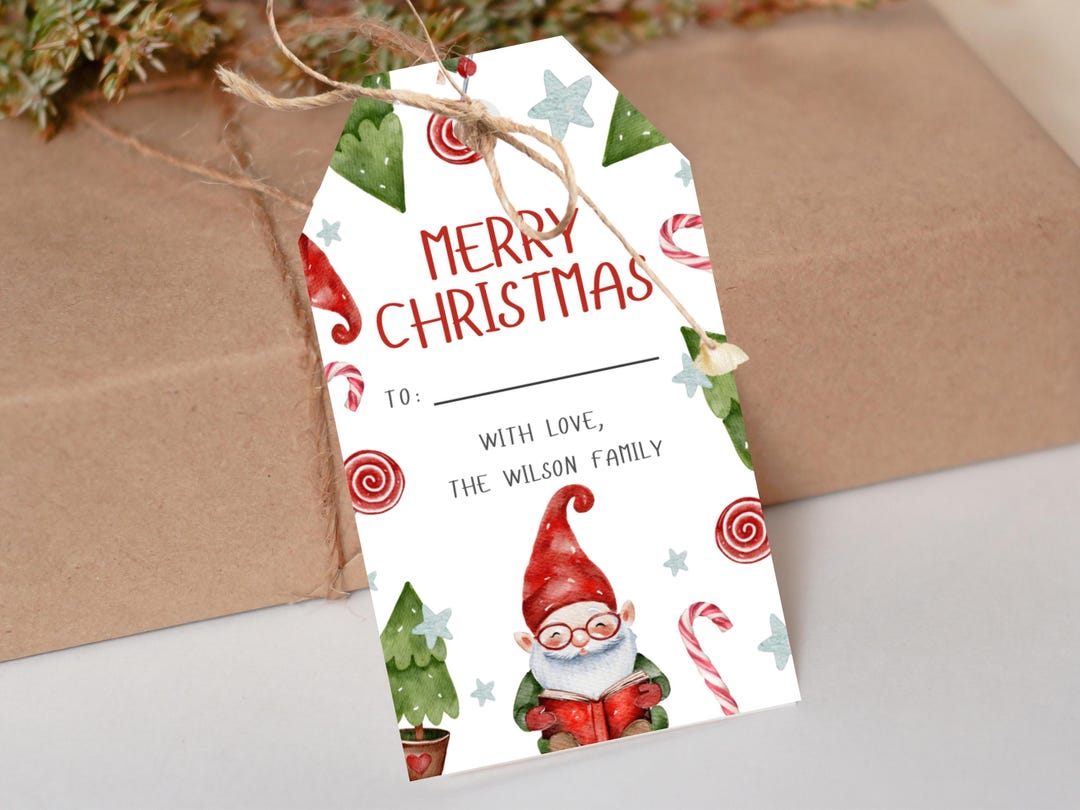 Merry Christmas Gift Tag, Editable Christmas Gift Tag, Holiday Party ...