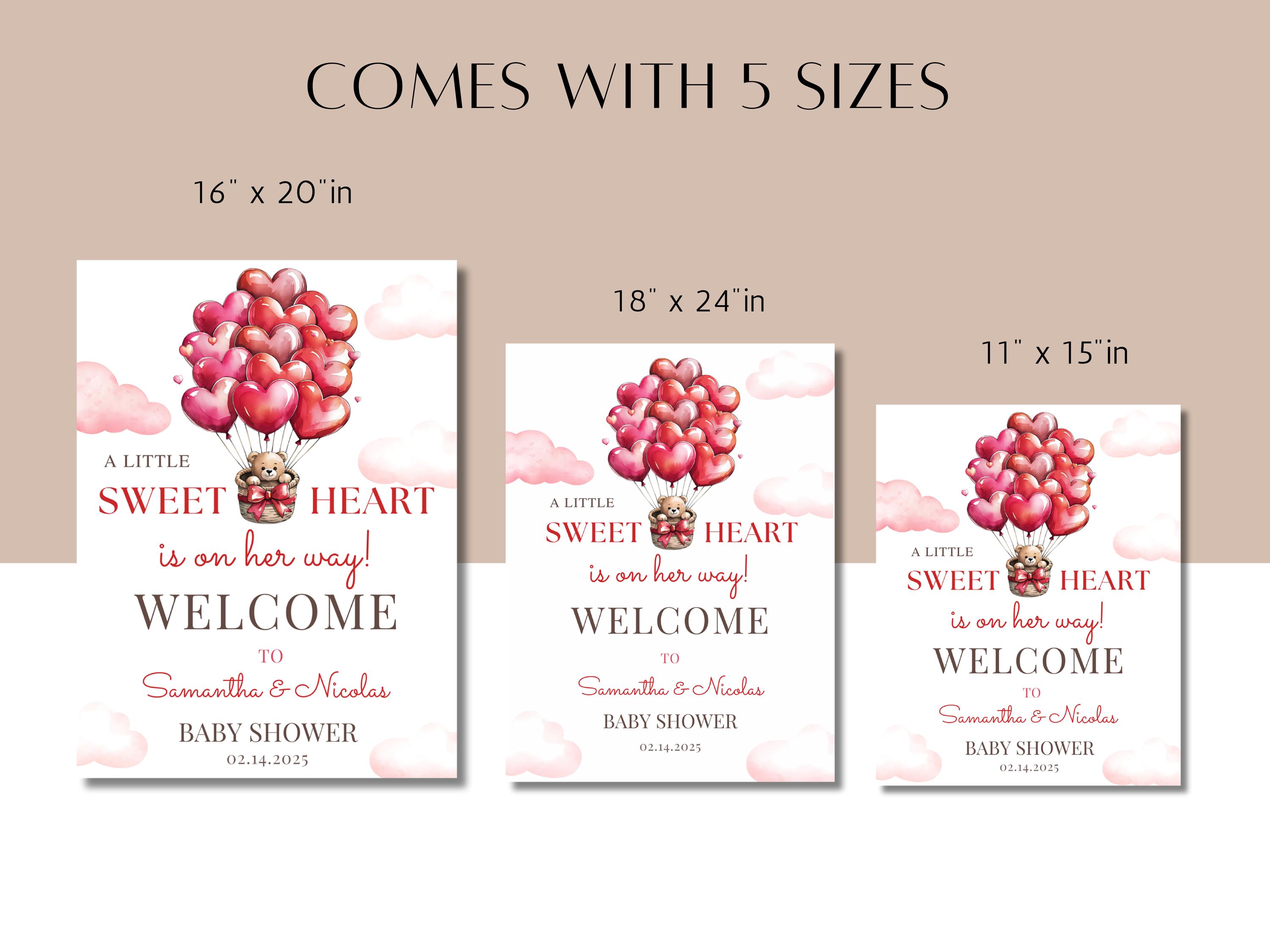 Teddy Bear Baby Shower Welcome Sign: Little Sweetheart Theme (editable ...