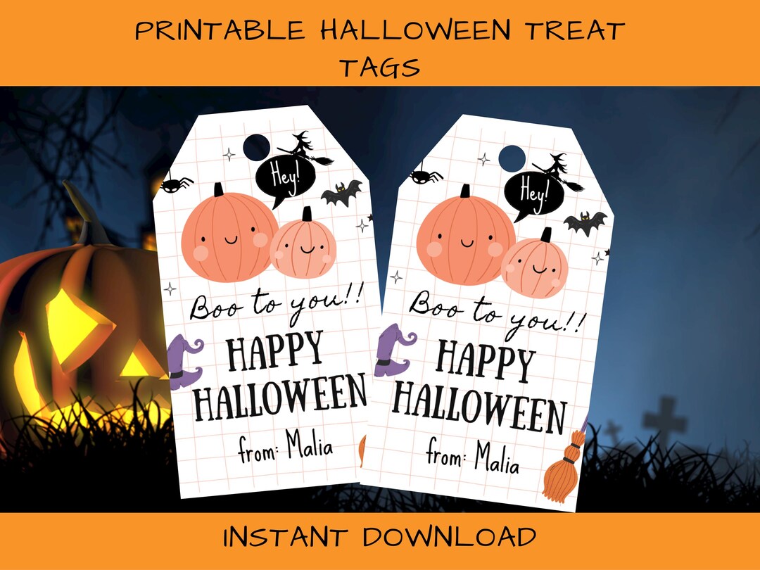 EDITABLE Halloween Printable Gift Tag Template Halloween Trick or Treat ...