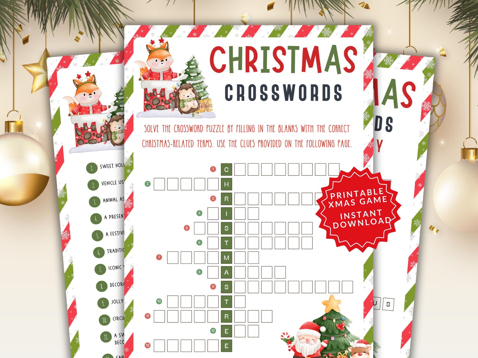 Printable Christmas Game Christmas Crosswords Game Christmas Trivia ...