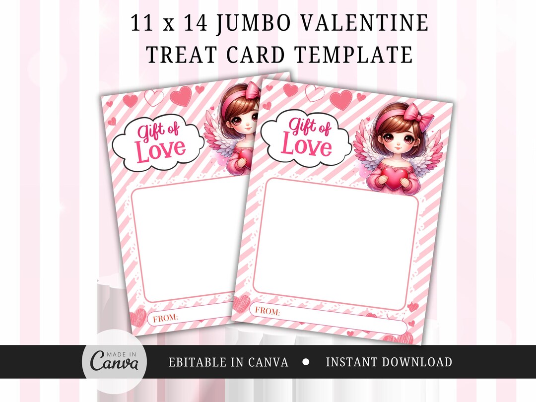 Valentines Day Jumbo Treat Card Template Jumbo Card Template Jumbo Gift ...