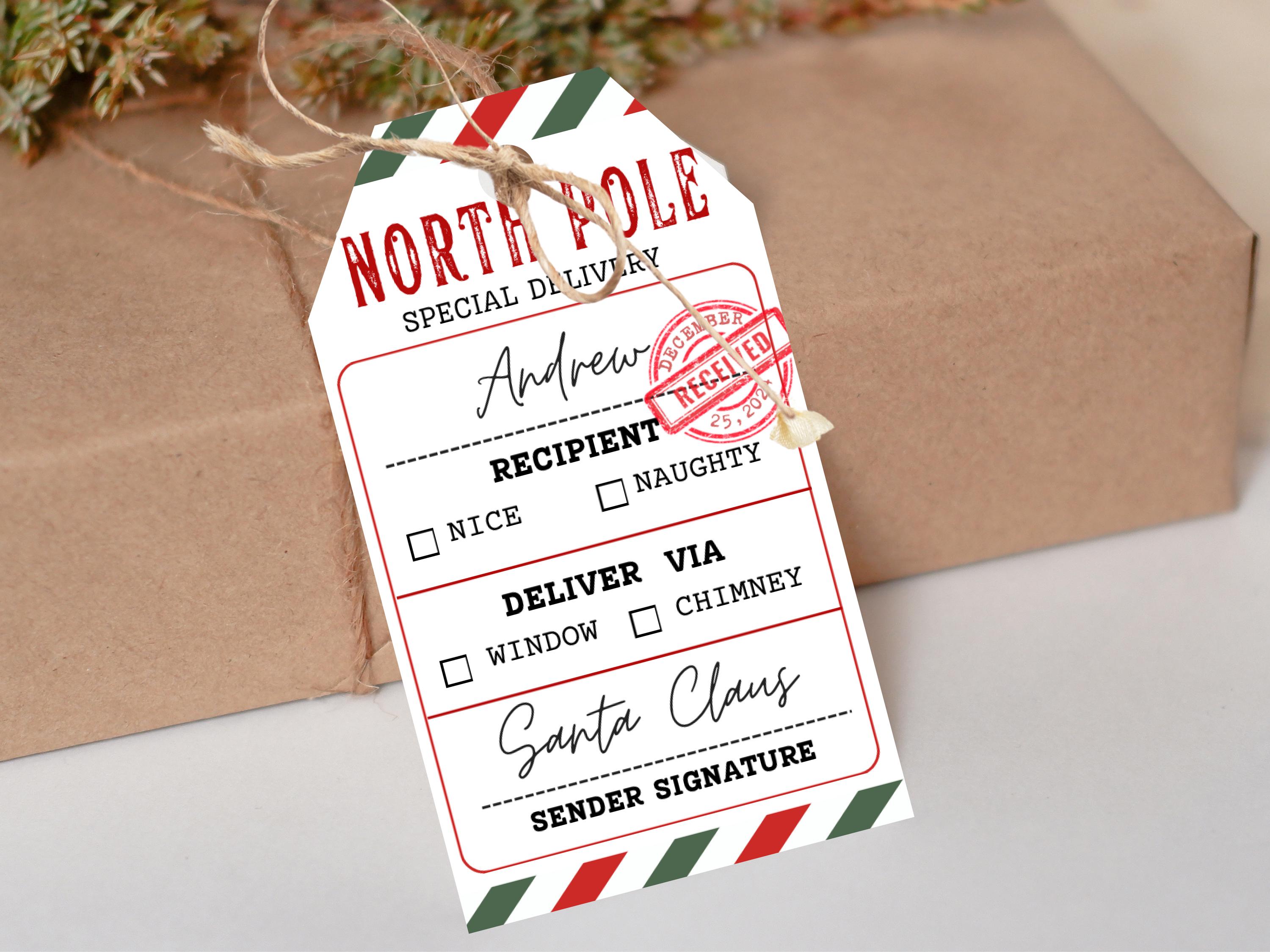Personalized Christmas Gift Tags, Printable North Pole Special Delivery ...