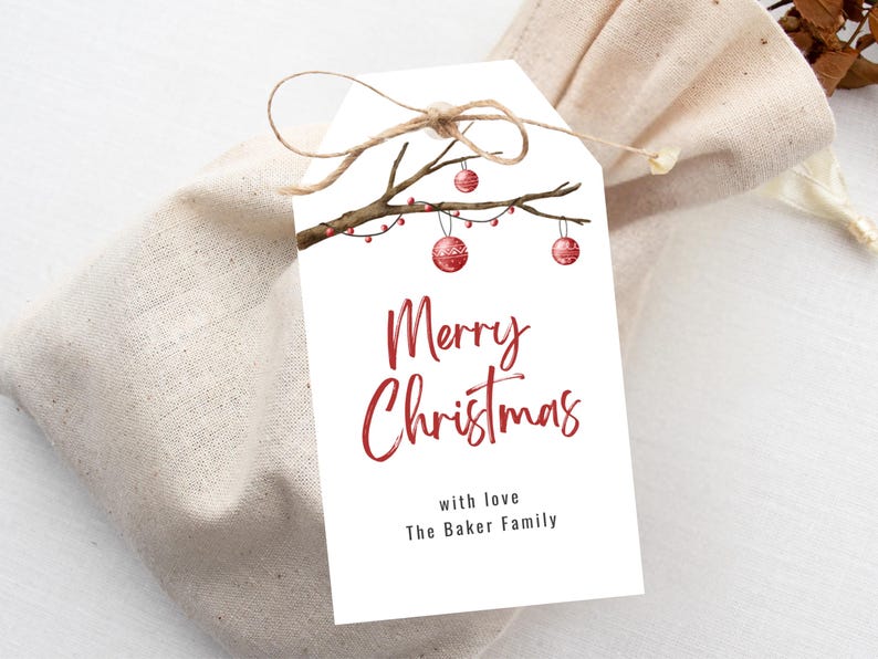 Editable Christmas Gift Tag Template, Printable Holiday Favor (digital ...