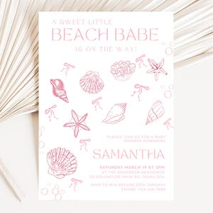 Editable Beach Baby Shower Invitation: Pink Seashell Design (PDF) - Etsy