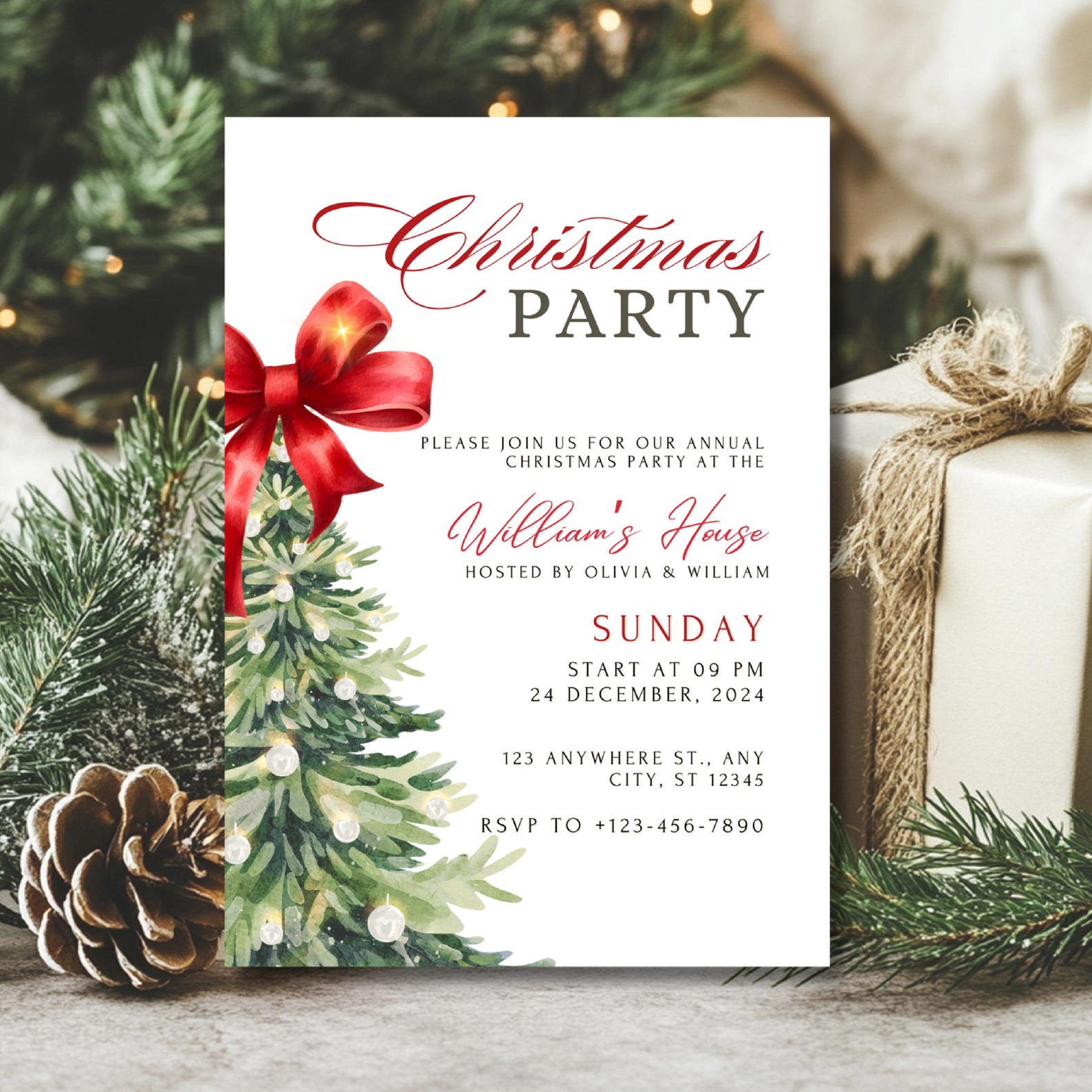 EDITABLE Christmas Party Invitation Holiday Party Invitation Template ...