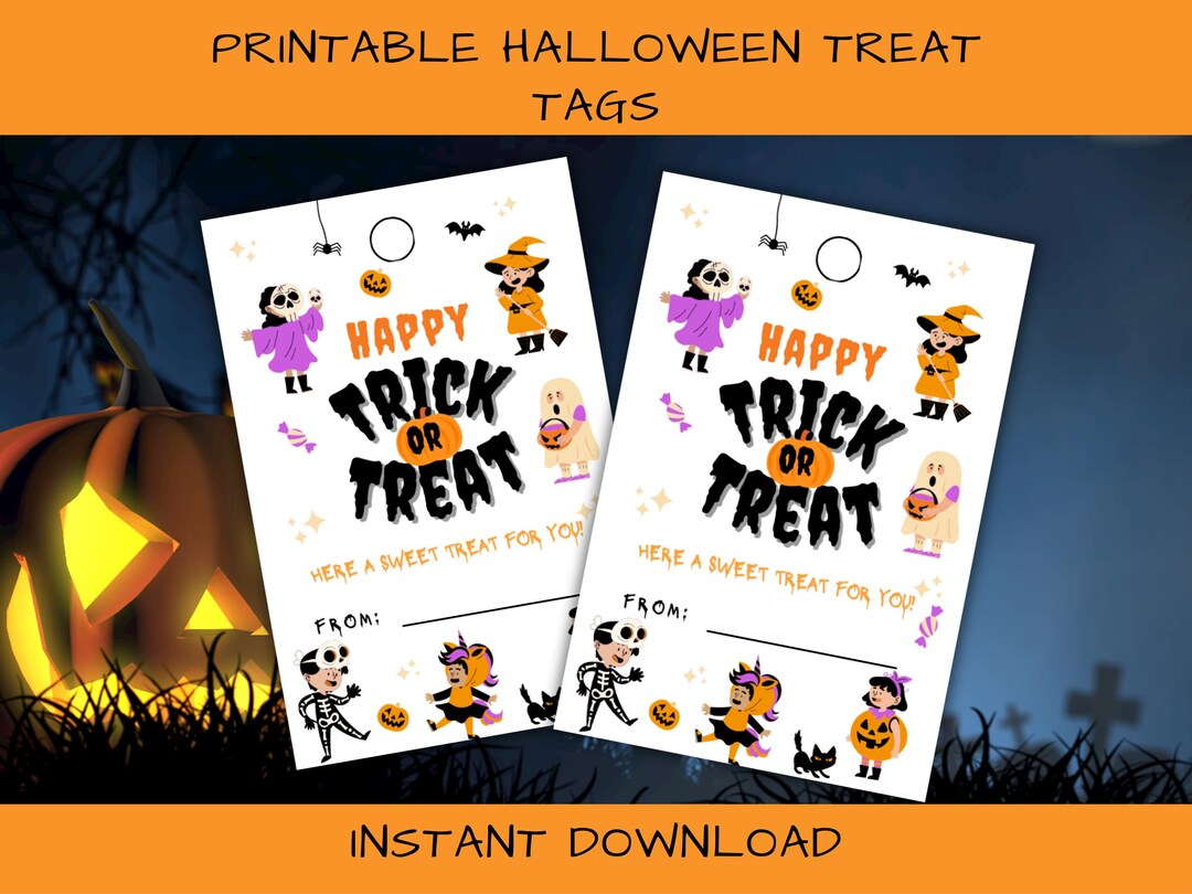 Halloween Tags for Treat Bags Printable Tags Personalized Halloween ...
