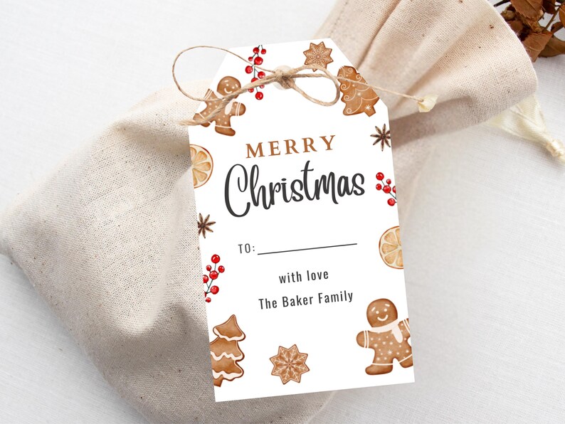 Merry Christmas Gift Tag, Editable Christmas Gift Tag, Holiday Party ...
