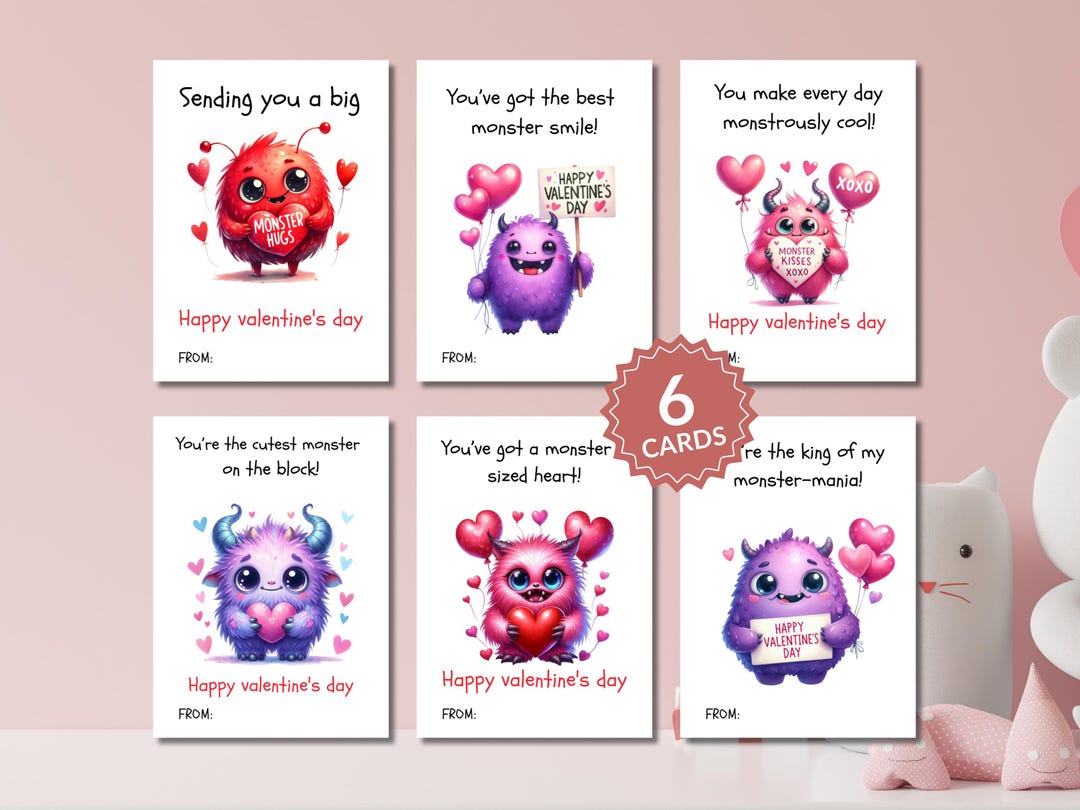 Printable Monster Valentine's Day Cards Classroom Valentine's Day Cards ...