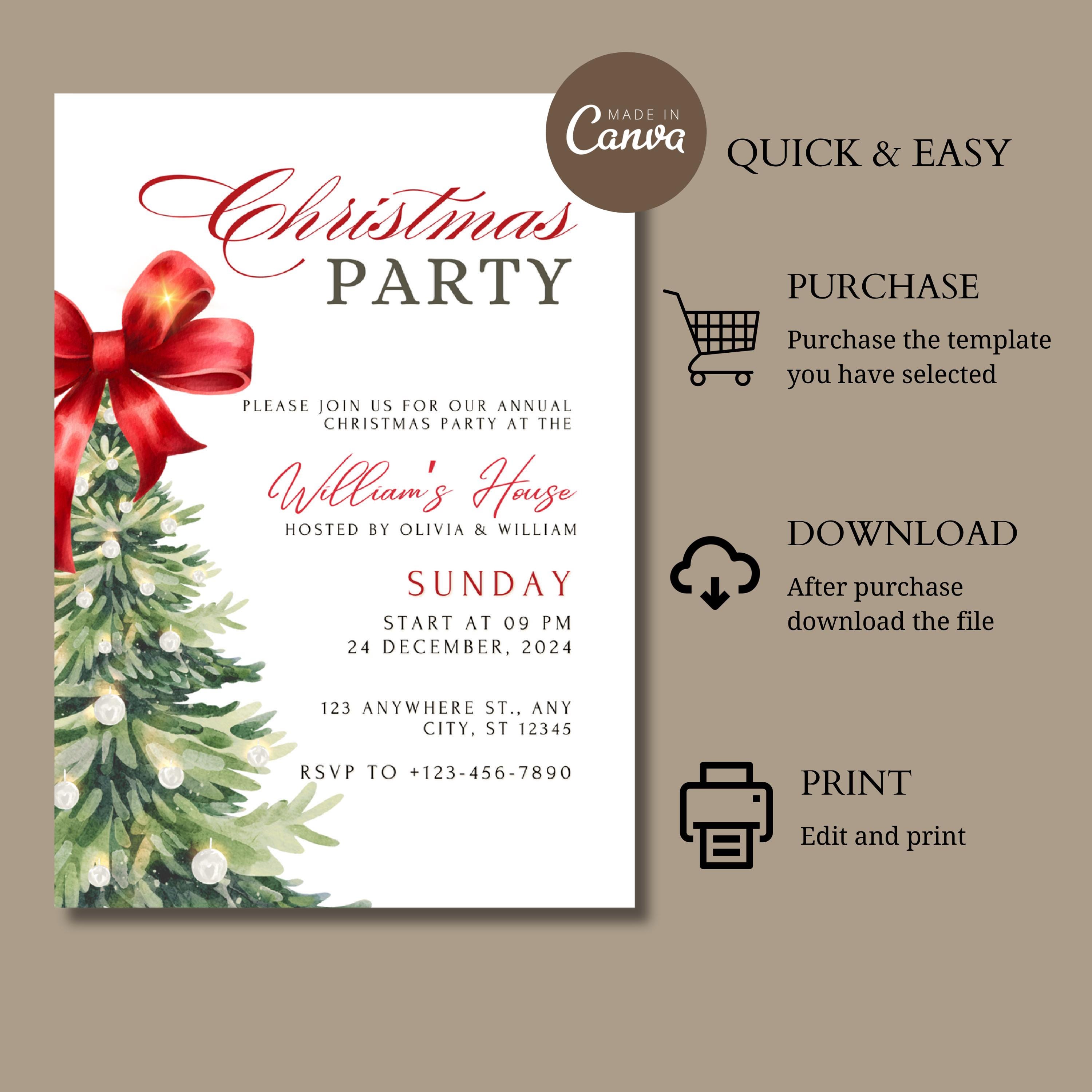 EDITABLE Christmas Party Invitation Holiday Party Invitation Template ...