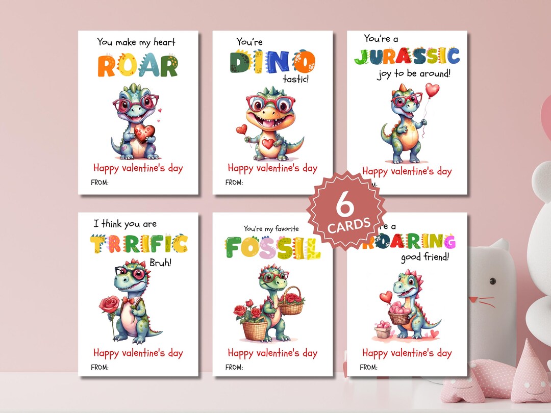 Printable Dinosaur Valentine's Day Card for Kids Valentine's Day Gift ...