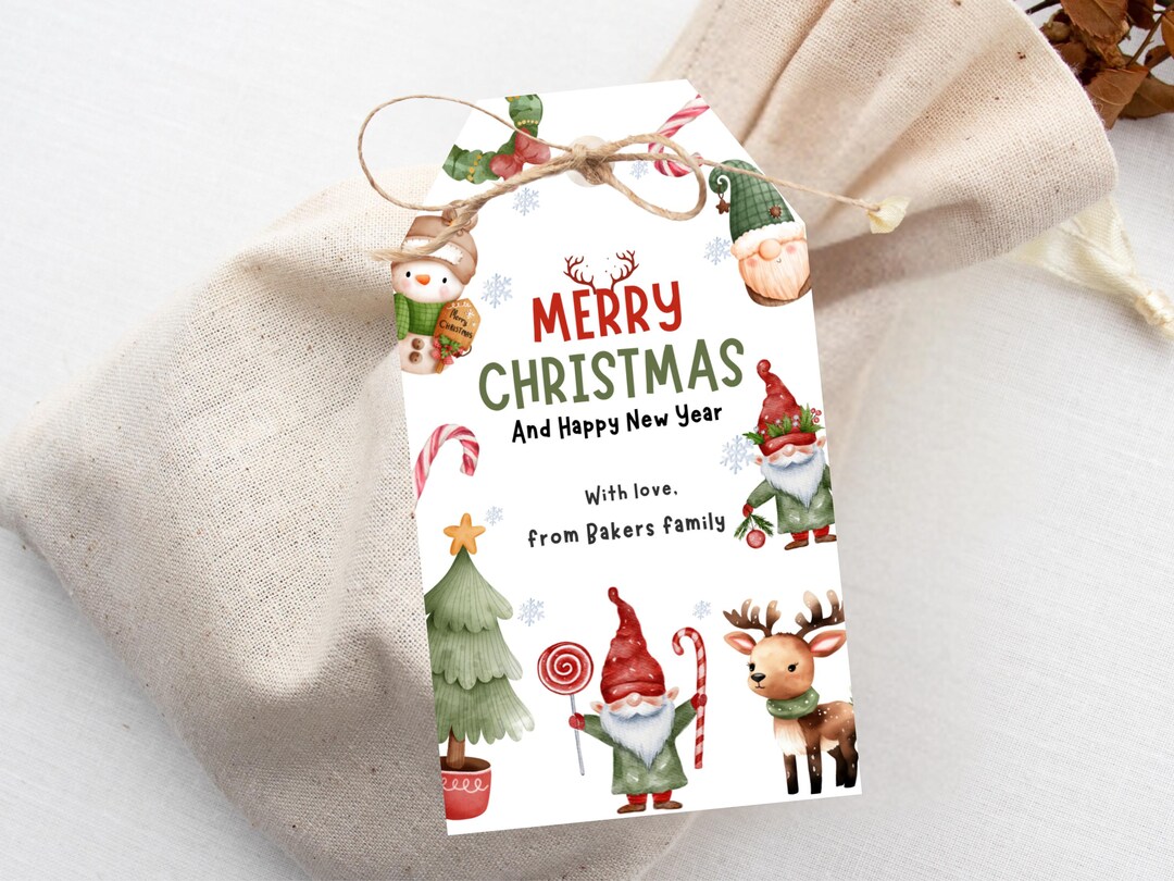 Editable Christmas Gift Tag Template Editable Christmas Favor Tag Merry ...