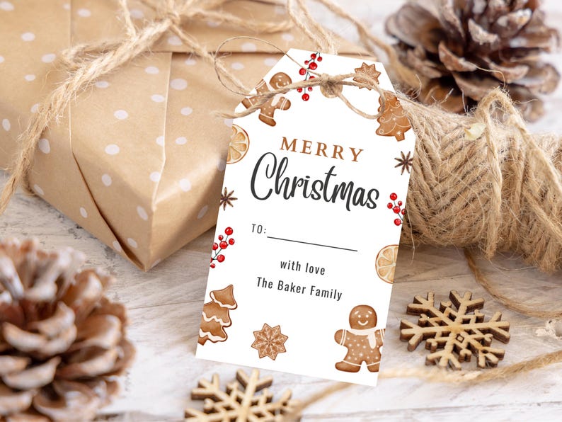 Merry Christmas Gift Tag, Editable Christmas Gift Tag, Holiday Party ...