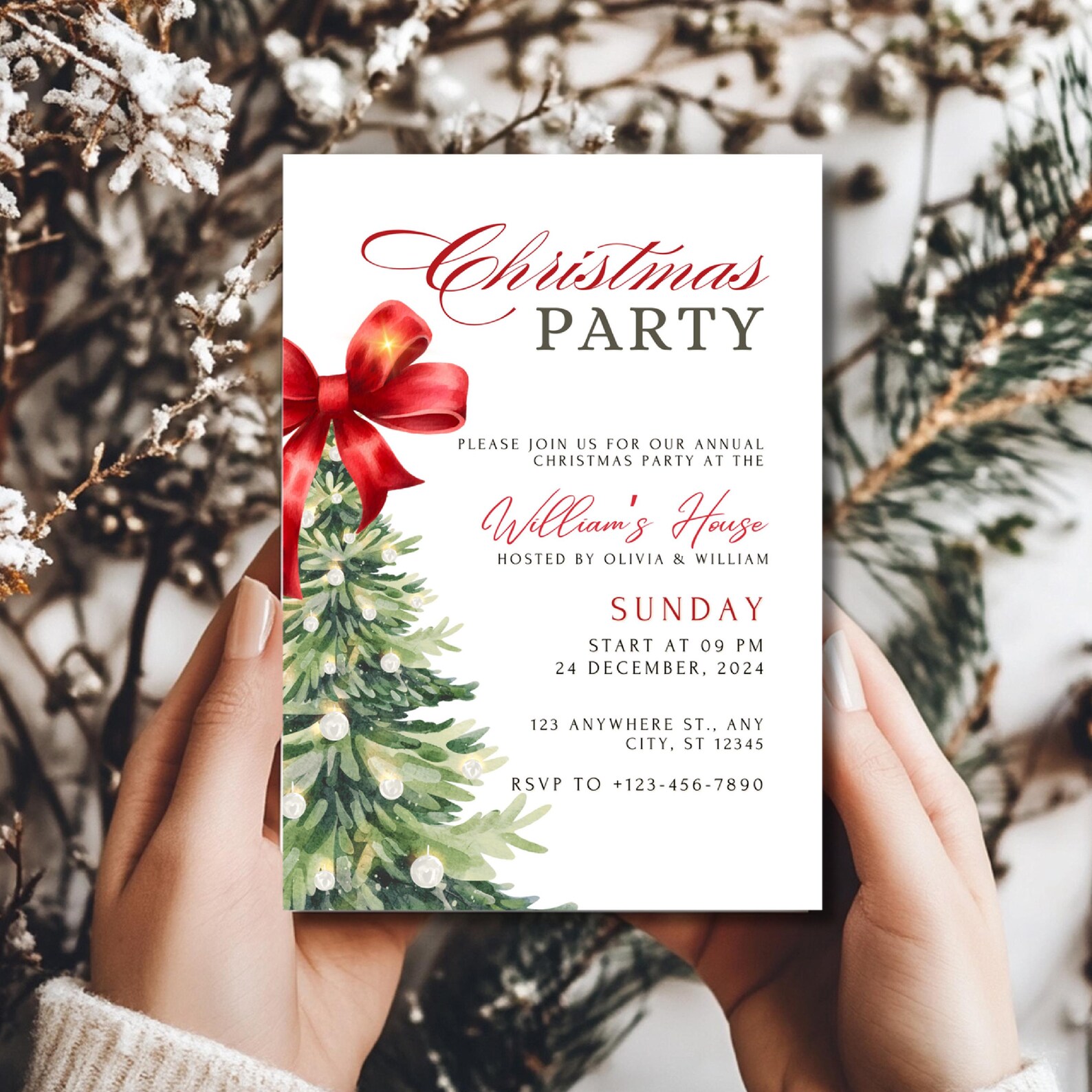 EDITABLE Christmas Party Invitation Holiday Party Invitation Template ...