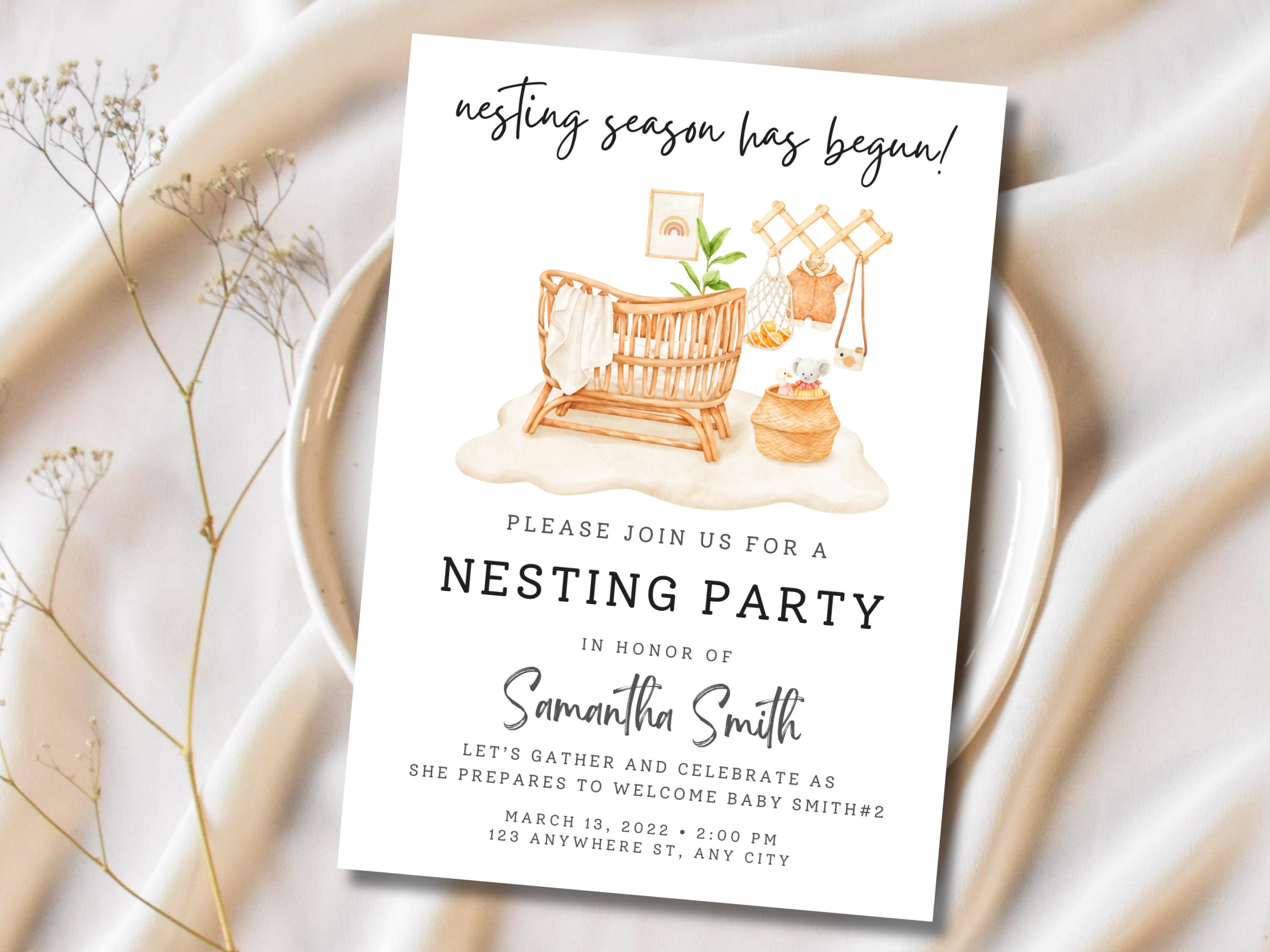 Boho Nesting Party Invitation Template (digital Download) - Etsy