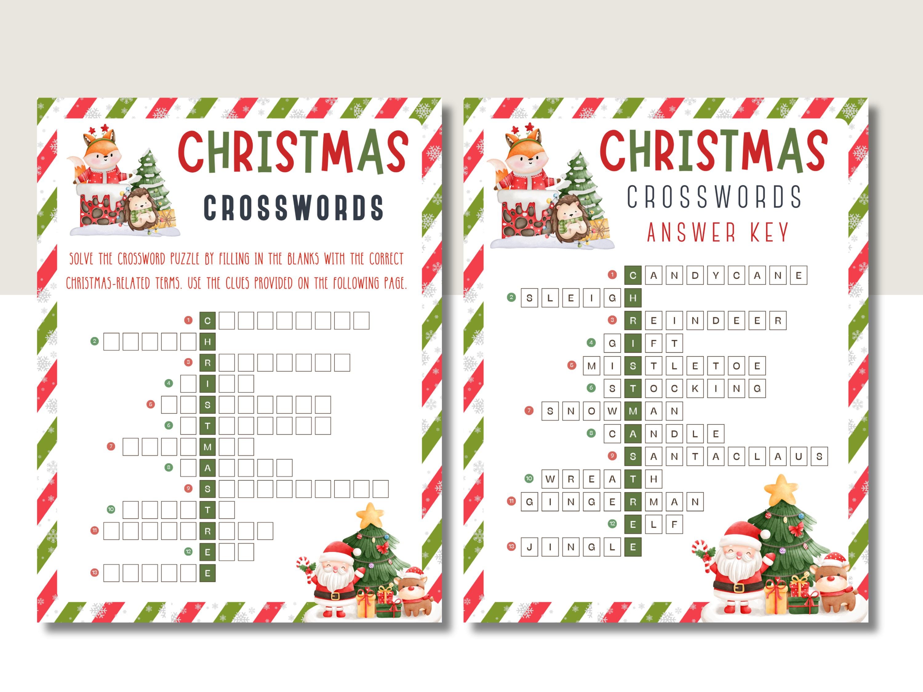 Printable Christmas Game Christmas Crosswords Game Christmas Trivia ...