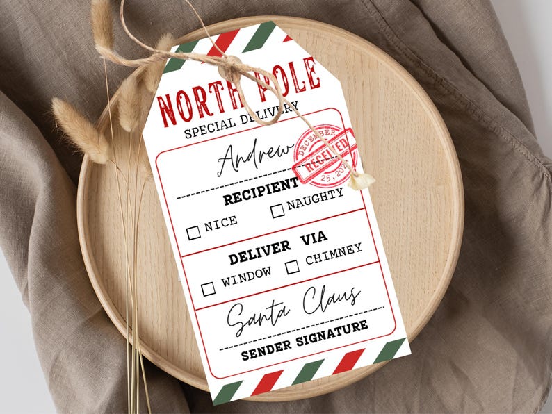 Personalized Christmas Gift Tags, Printable North Pole Special Delivery ...