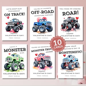 EDITABLE Monster Truck Valentine Cards Kids Valentine Cards Printable ...