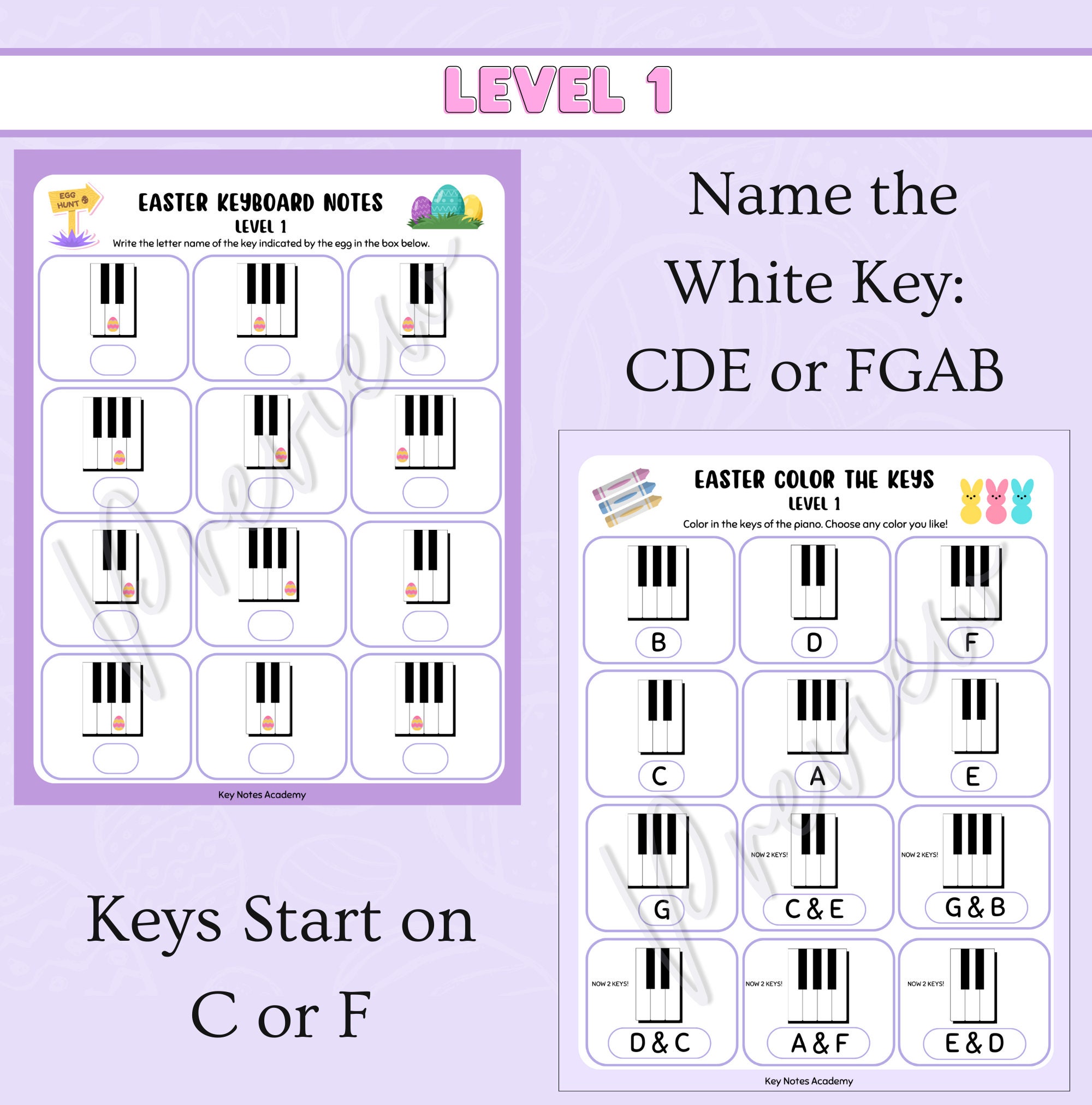 Printable Piano Worksheet Learn Piano Keys Preschool Piano Music Theory ...