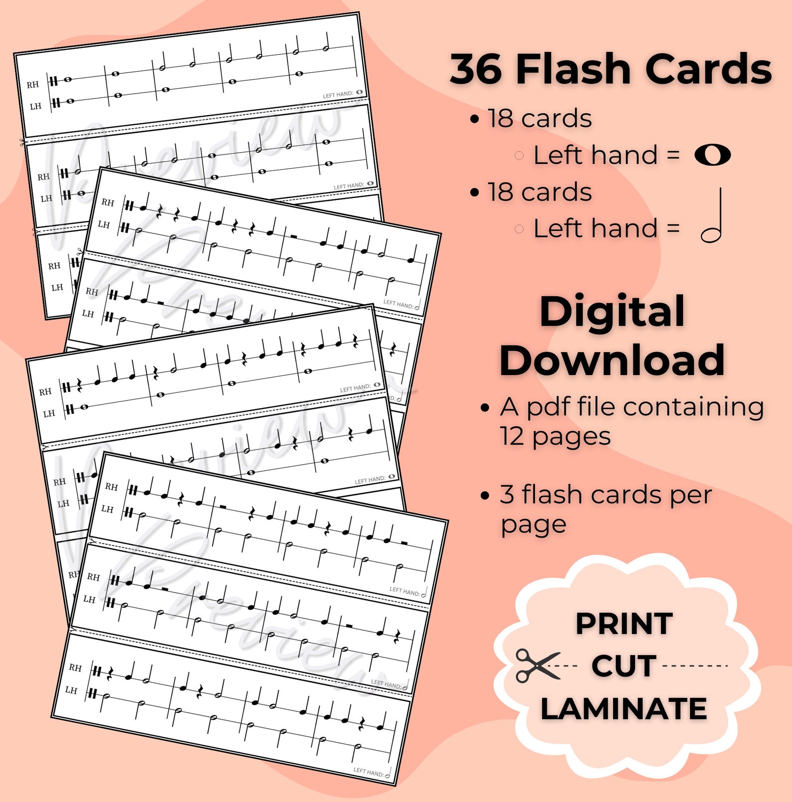 Two-handed Rhythm Flashcards | Learn Piano | Printable | Beginner Piano ...