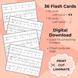 Two-handed Rhythm Flashcards | Learn Piano | Printable | Beginner Piano ...