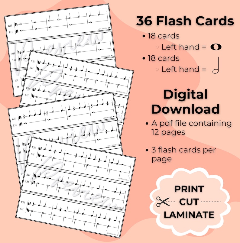 Two-handed Rhythm Flashcards | Learn Piano | Printable | Beginner Piano ...