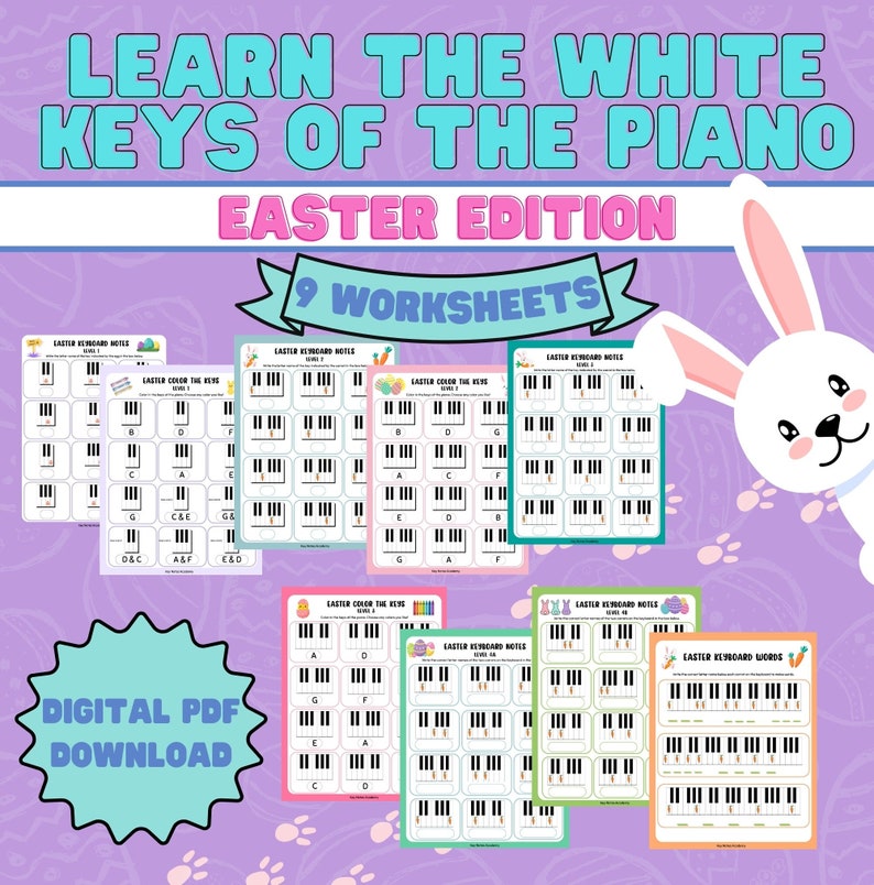 Printable Piano Worksheet | Learn Piano Keys | Preschool Piano | Music ...