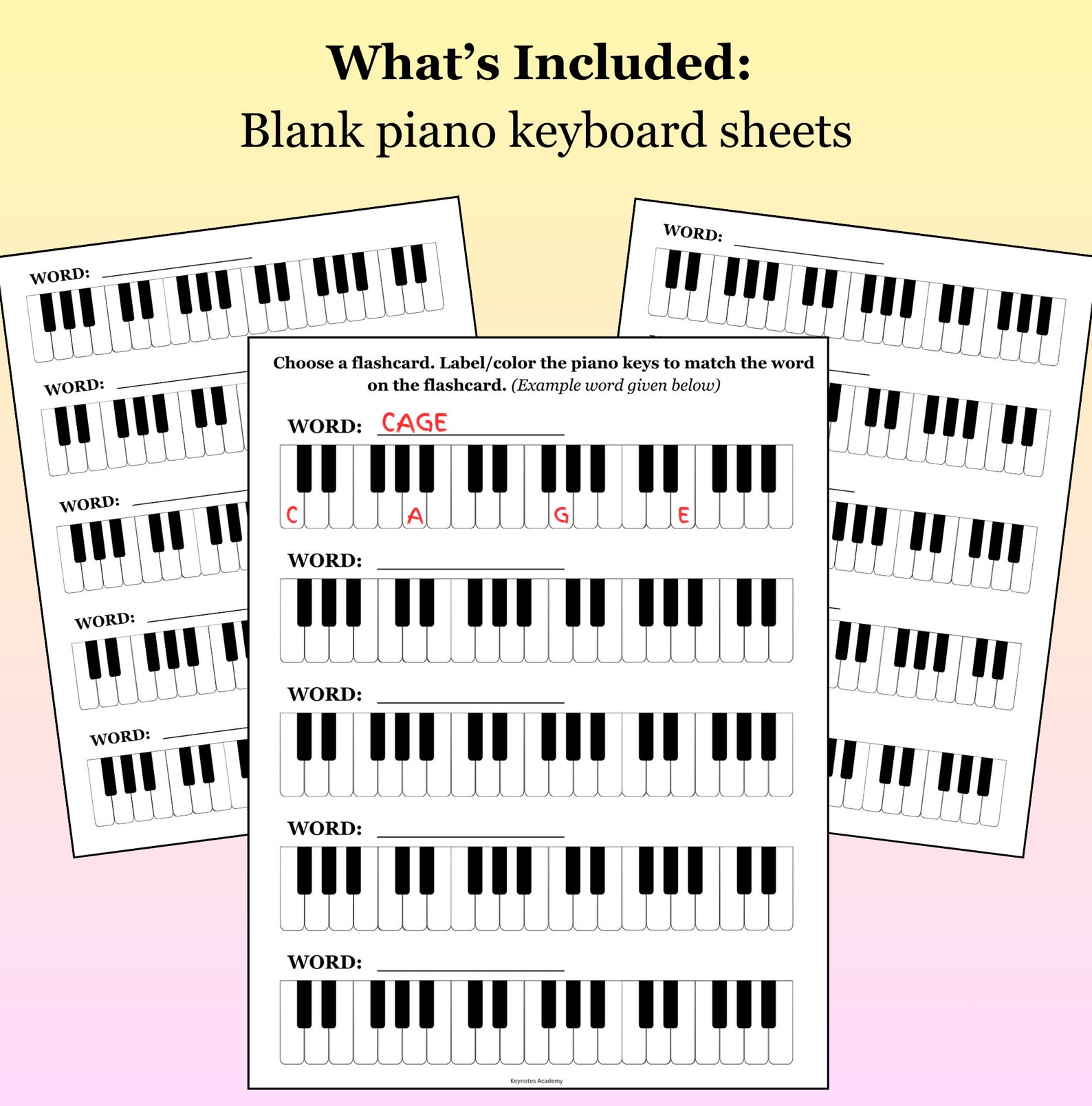 Piano Key Spelling Flashcards | Learn Piano | Printable | Beginner ...