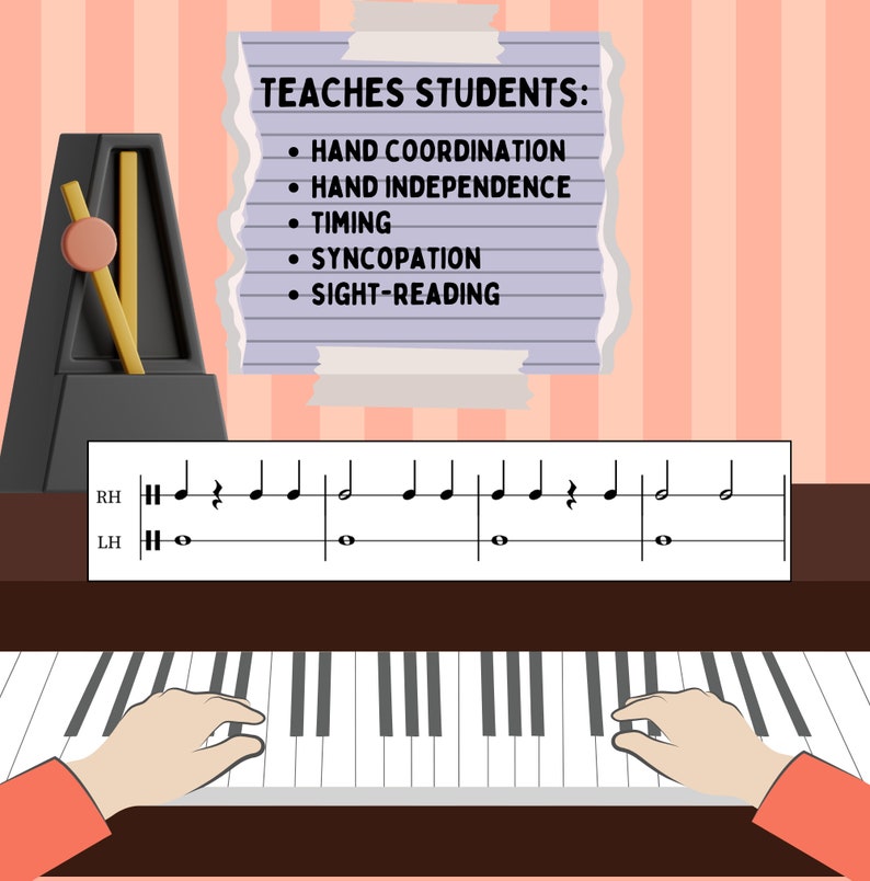 Two-handed Rhythm Flashcards | Learn Piano | Printable | Beginner Piano ...