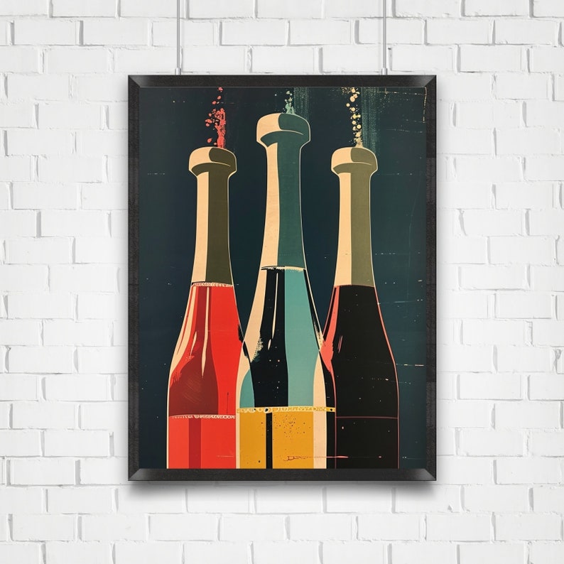Vintage Wine Bottle Poster Digital Download, Digital Wall Art, Instant ...