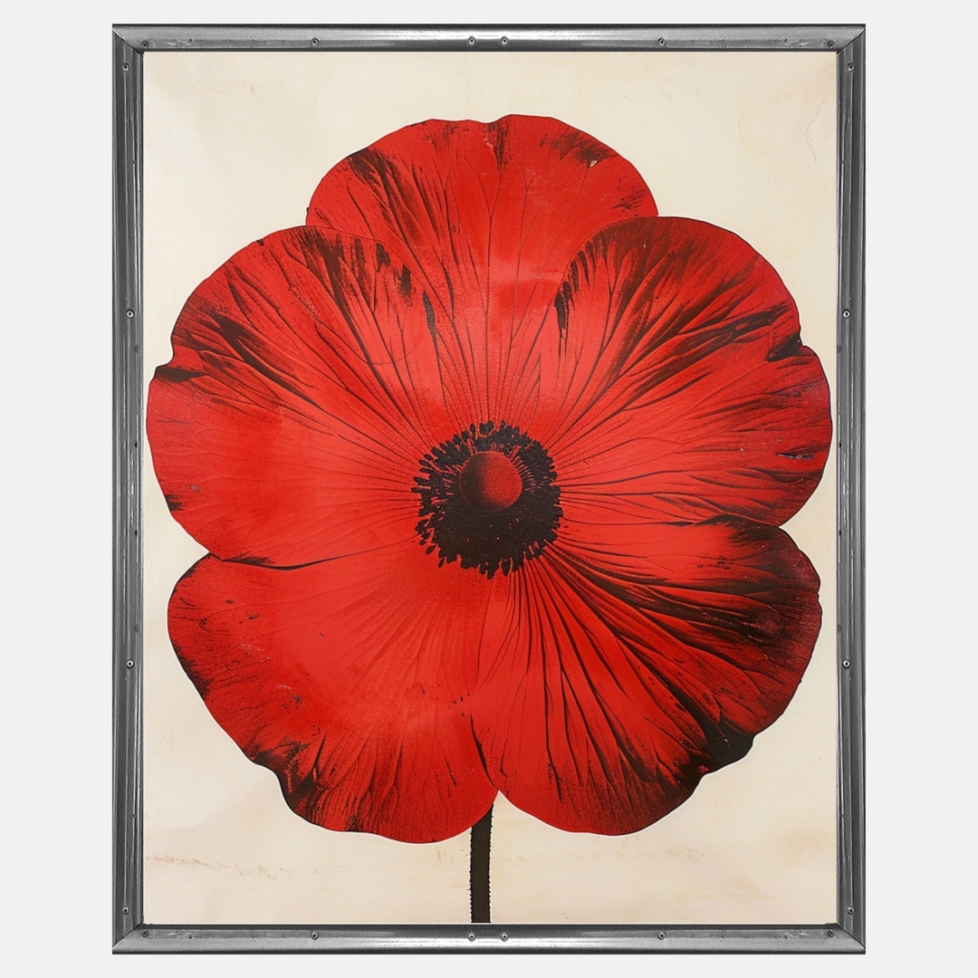 Bold Red Poppy Art Print, Digital Download, Vibrant Floral Wall Art ...