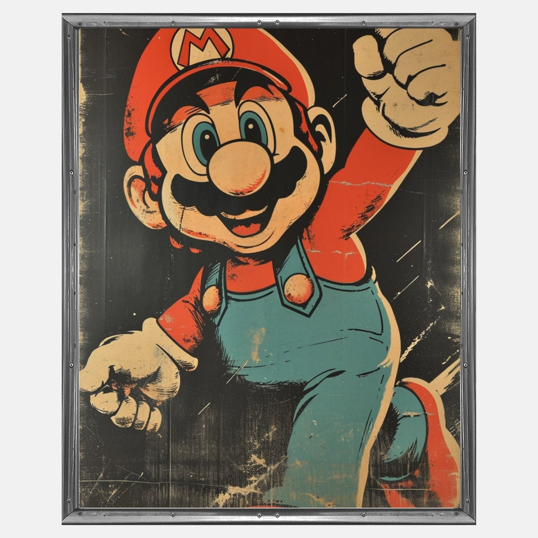 Retro Mario Poster Digital Download, Vintage Video Game Wall Art ...