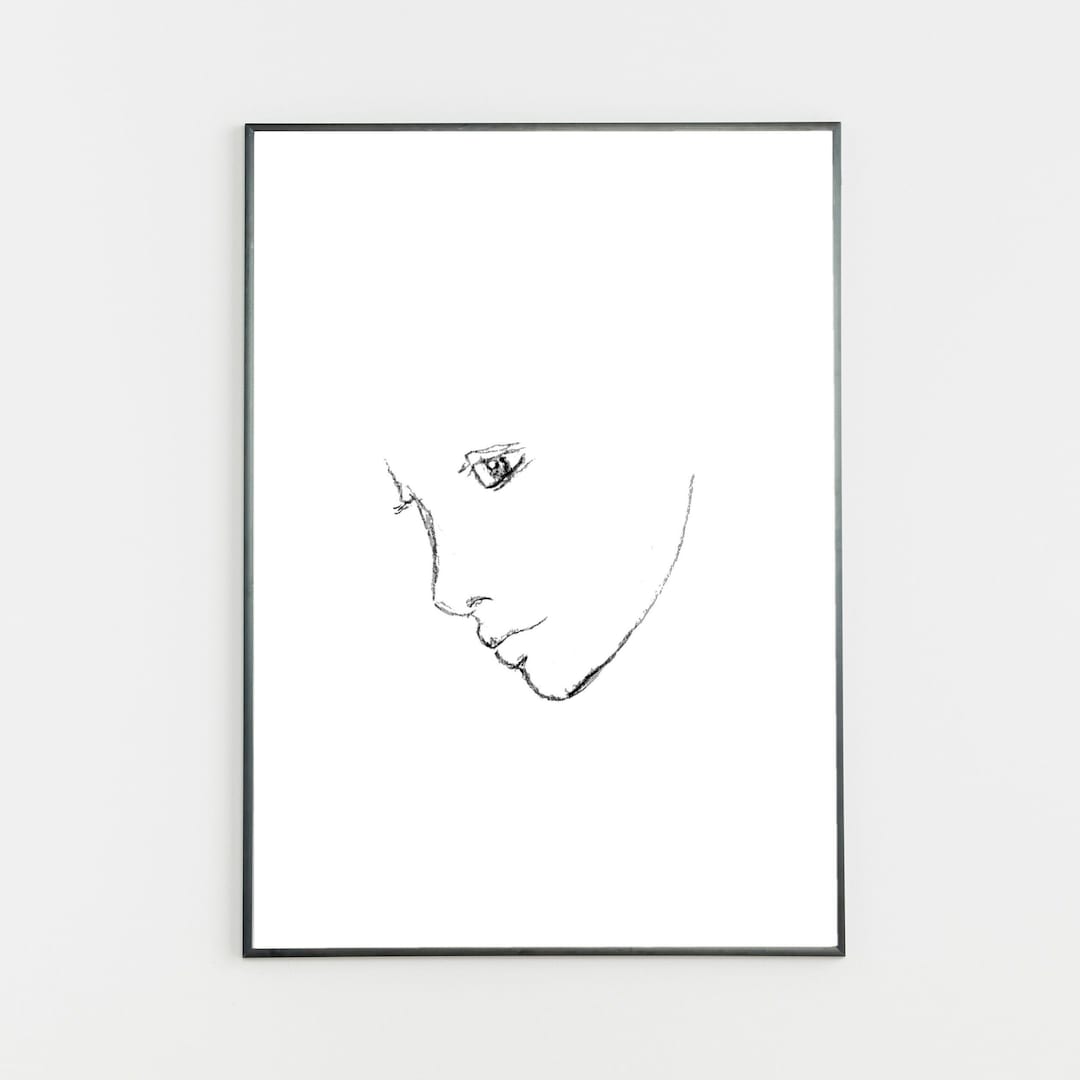 Beautiful Woman Face Minimalist Thoughtful Stylistic Pencil Sketch ...