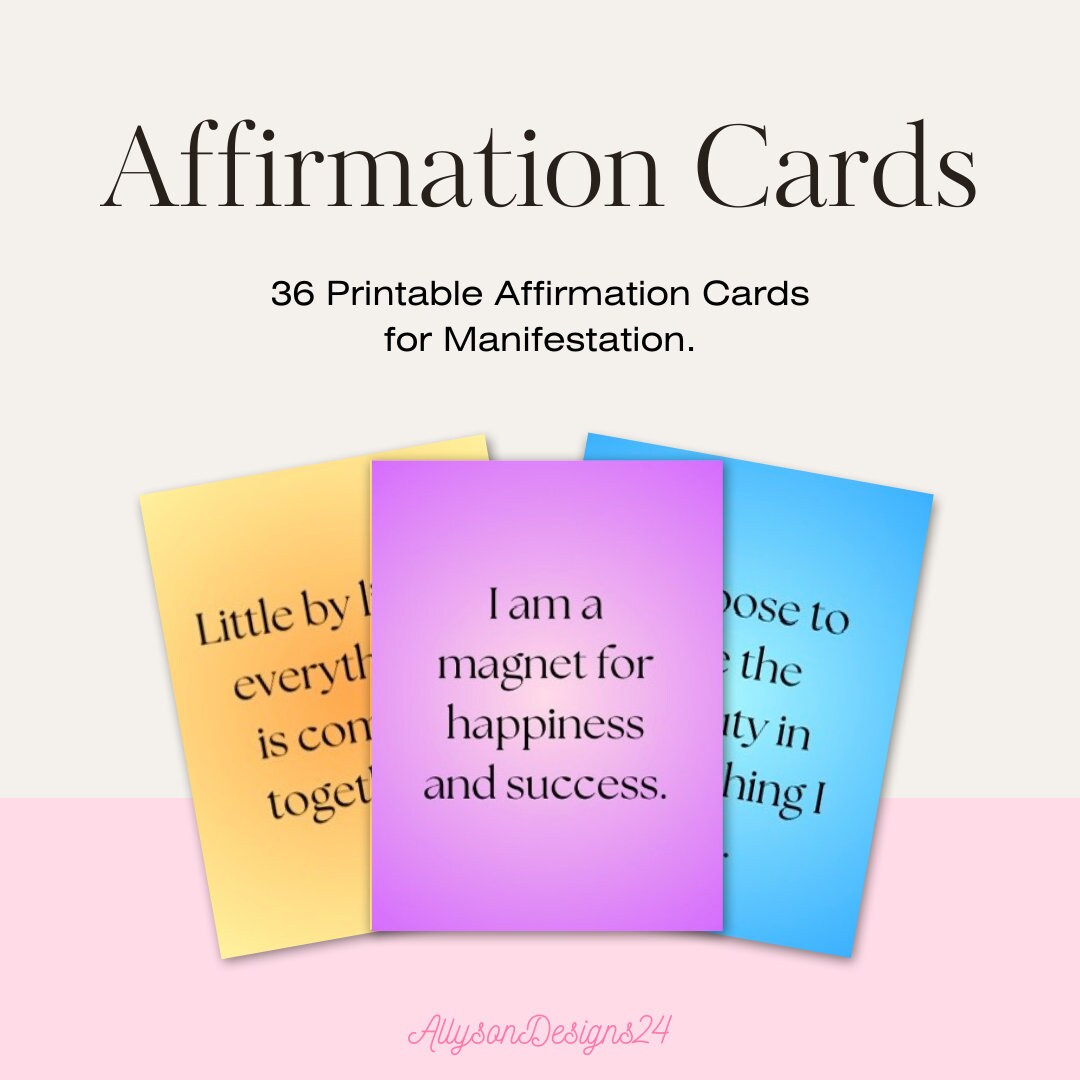 36 Affirmation Cards Printable Vision Board Printables Digital
